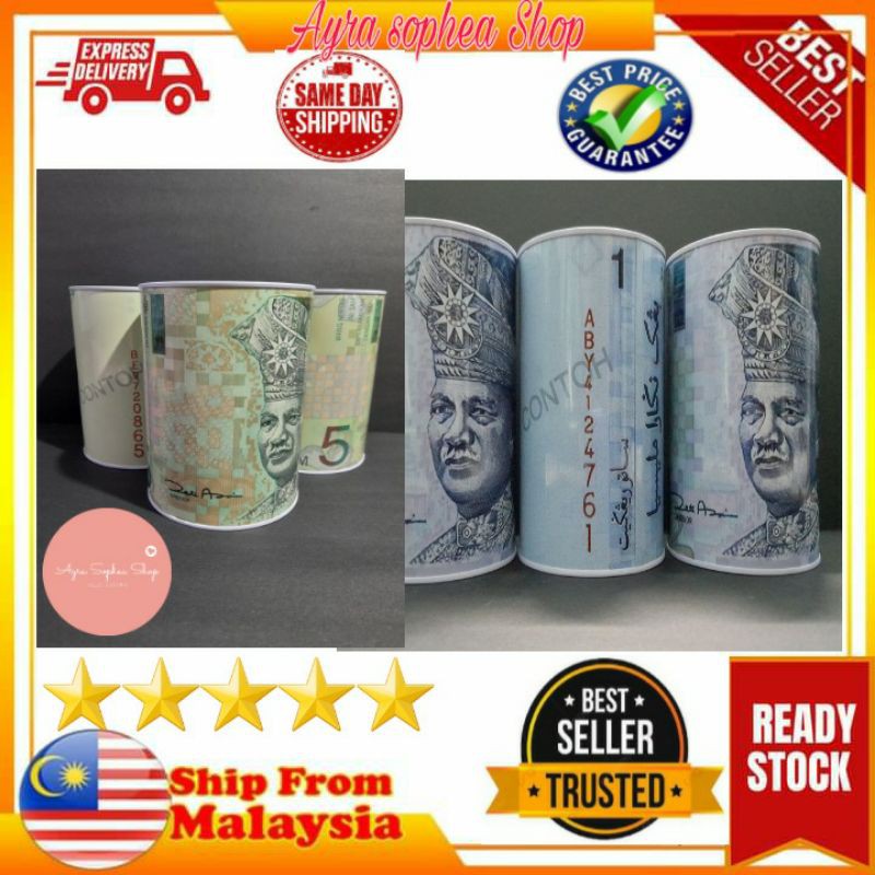 Tabung duit tin rm1 & rm5 ringgit malaysia | BeeCost