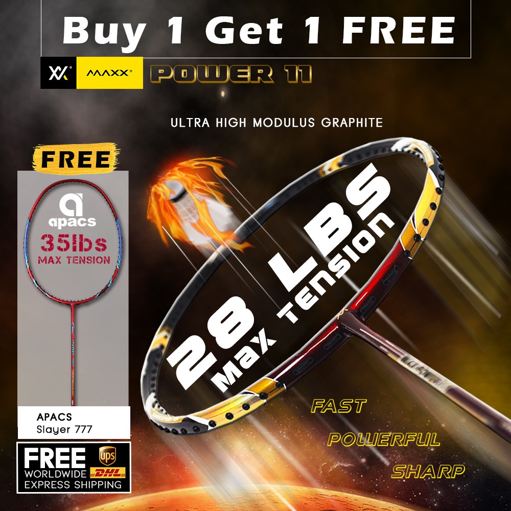 MAXX Max Power 11 Badminton Racket x1 + [FREE] Apacs Slayer 777 Racket ...
