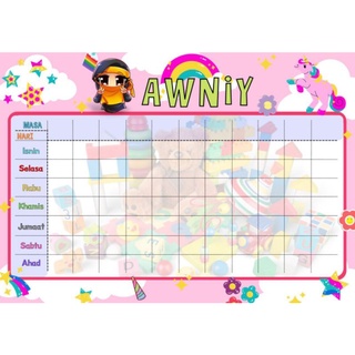 TEMPLATE JADUAL HARIAN CUTE DESIGN | COMEL | DOODLE | CUSTOMIZE ...