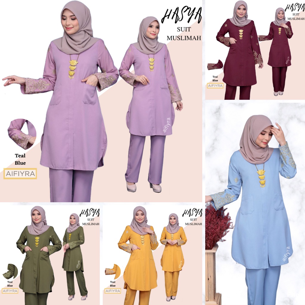 SUIT LABUH / MUSLIMAH SUIT / COMOCREPE / IRONLESS / SUIT SELUAR DAN ...