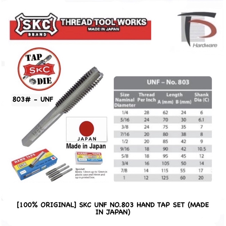 [100% ORIGINAL] SKC UNF NO.803 HAND TAP SET (MADE IN JAPAN) | Shopee ...