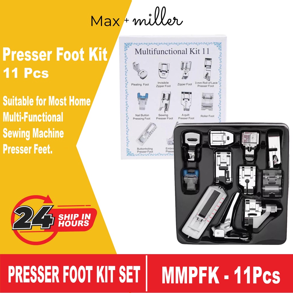 MAX + Miller Multifunction Kit MMPFK11Pcs Sewing Machine Foot Kit Set ...