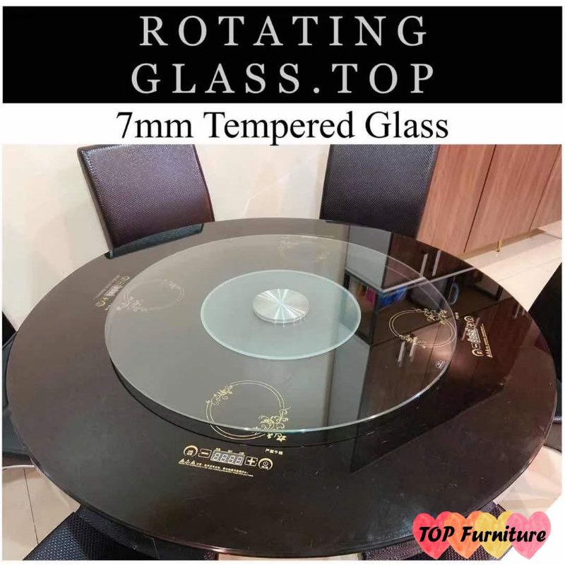 🔥Ready Stock🔥 Tempered Glass Rotating Top Table / Turning Glass Top ...