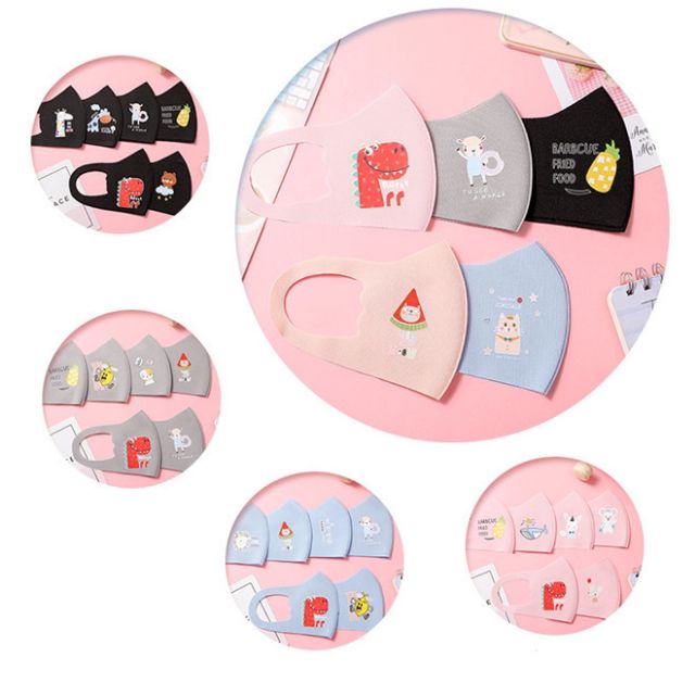 Boys Girls Cartoon Mouth Face Masks Kids Anti-Dust Breathable Earloop ...