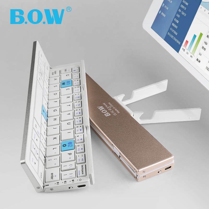 Bow Foldable Bluetooth Wireless Metal Aluminum Alloy Keyboard And Mouse