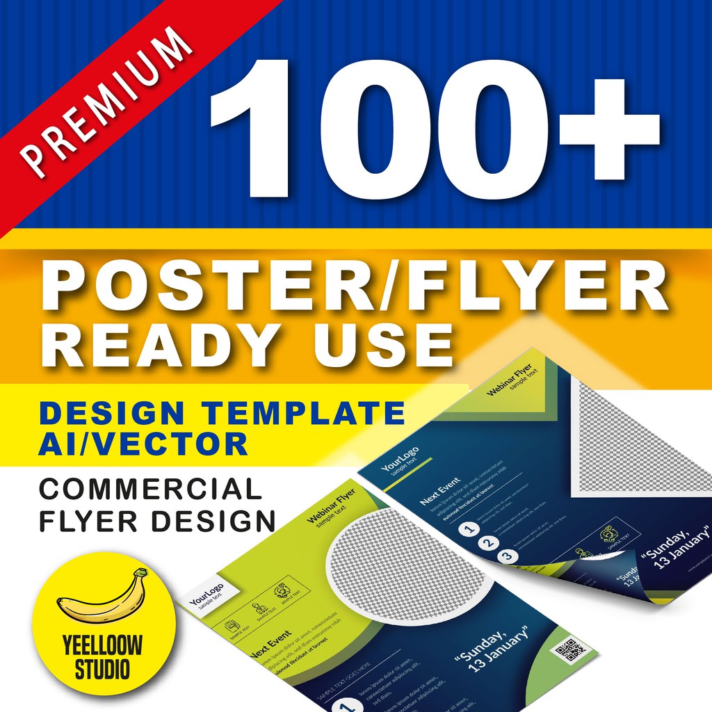 100 Commercial flyer/ poster/ banner design template designer easy edit ...