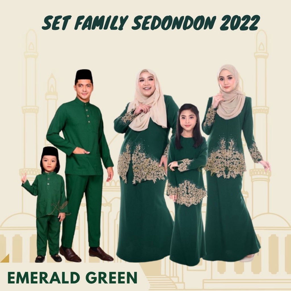 BAJU RAYA 2023 EMERALD GREEN. SEDONDON IBU ANAK. SEDONDON AYAH ANAK ...