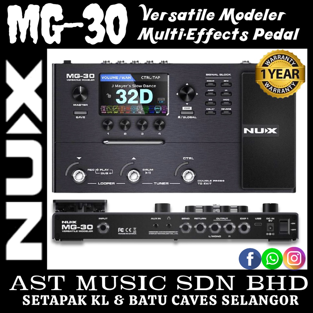 Nux MG30 Versatile Modeler Multi-Effects Pedal ( MG-30 / Mg30 ...