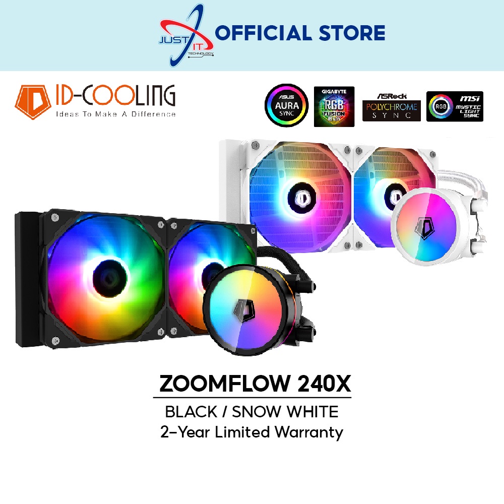 ID-COOLING ZOOMFLOW 240 XT ARGB Water Cooling ( BLACK / SNOW EDITION ) | Shopee Malaysia