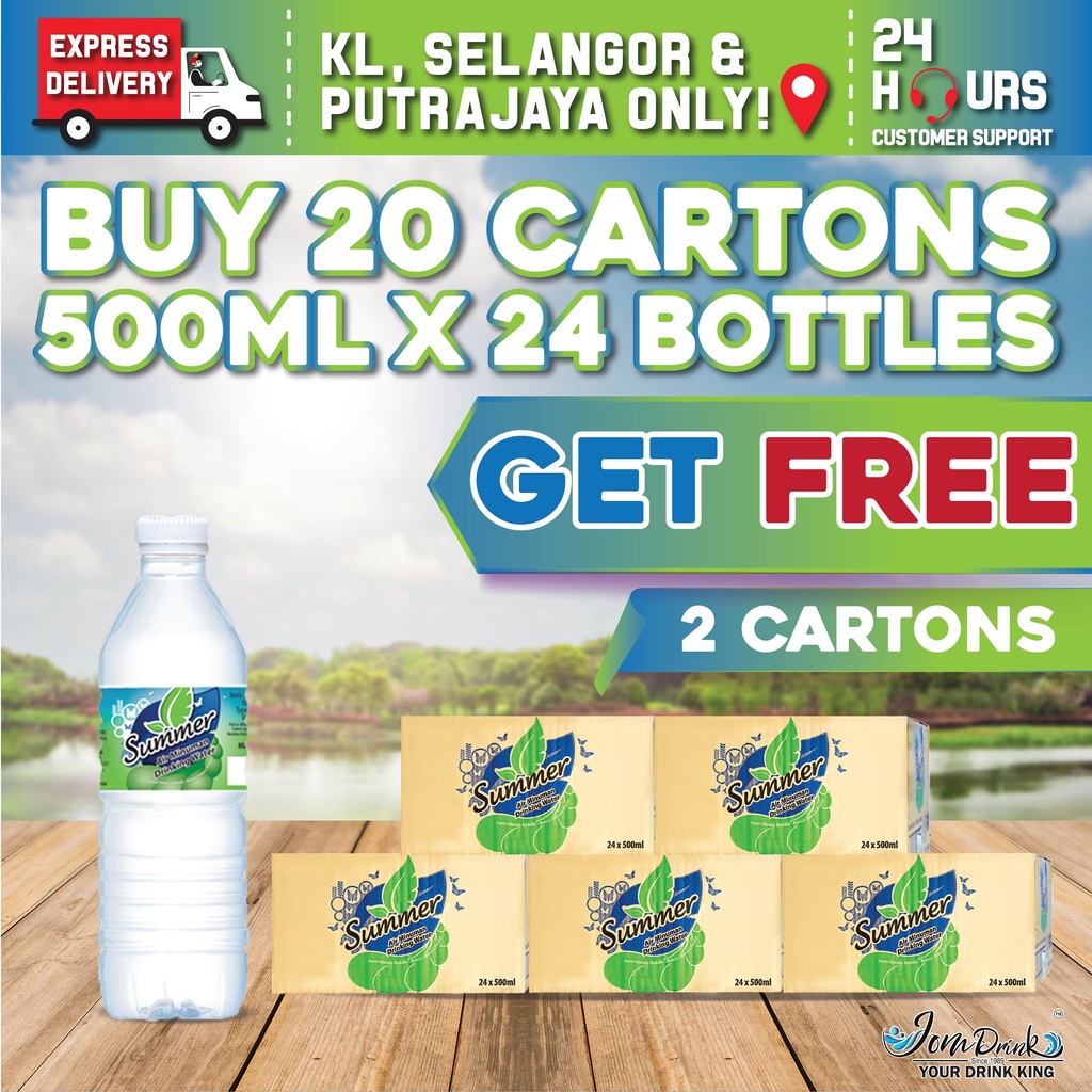 BUNDLE OF 20 CARTONS : SUMMER DRINKING WATER 500ML x 24 BOTTLES ...