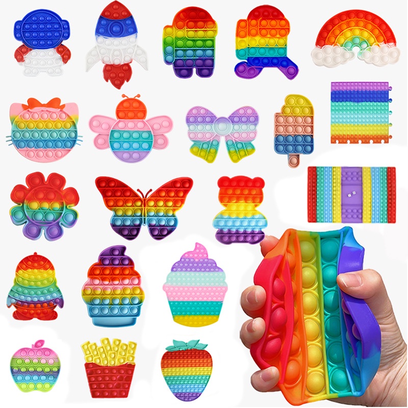 [Ready Stock] TIK TOK Rainbow Fidget Toy Push Pop It Squishy Stress ...