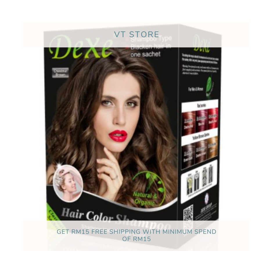 (READY STOCK!) DEXE Hair Colour Shampoo Chestnut Brown Pewarna Rambut ...