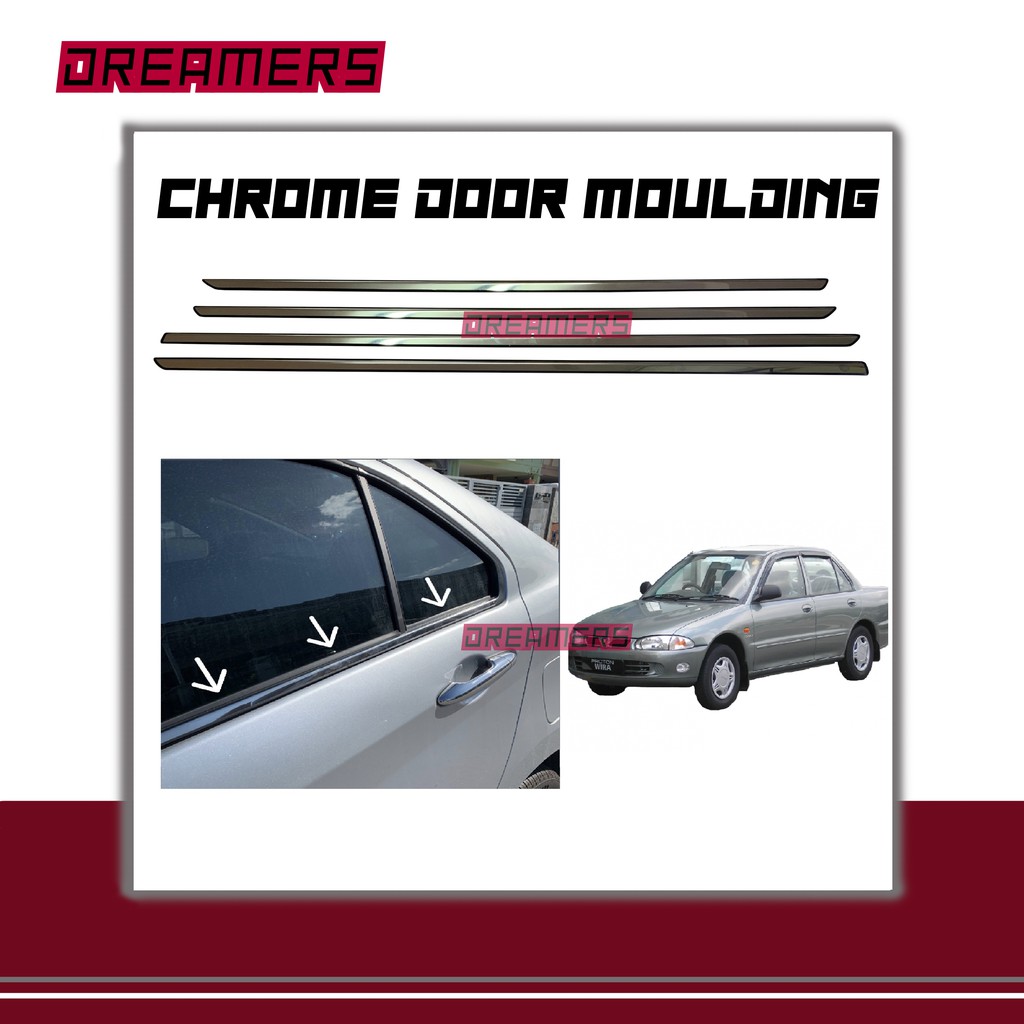 (4 Pieces/Set)PROTON WIRA CHROME Door Belt Moulding / Window Trim ...