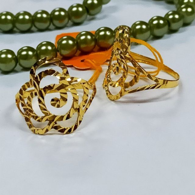 Cincin Bunga Ros 2c Emas 916 Tulen Shopee Malaysia
