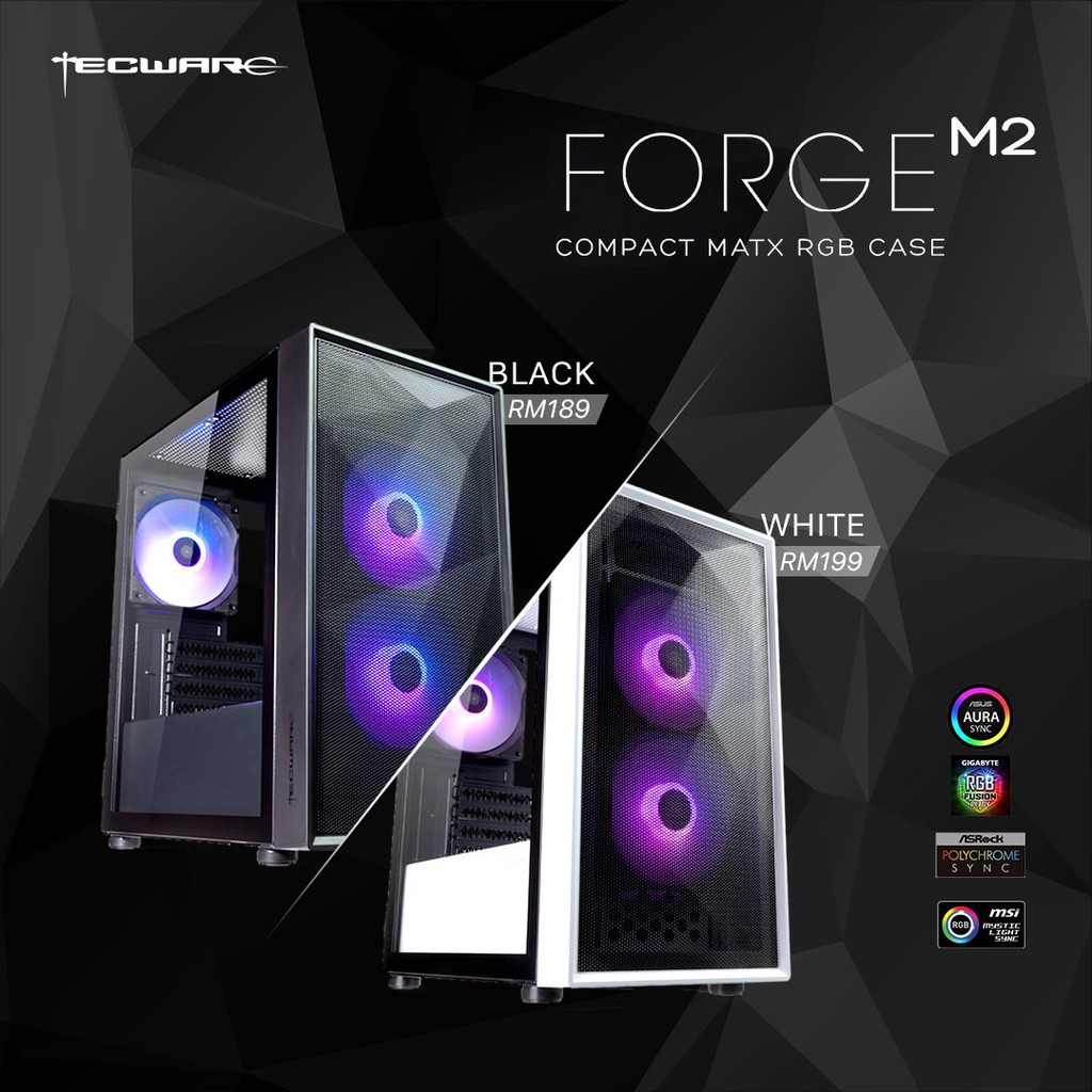 # tecware forge m2 - argb t.g matx gaming case # | BeeCost