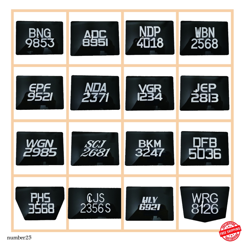 Motor Nombor Plate Acrylic No Plate Putih Timbul (16 Different Design ...