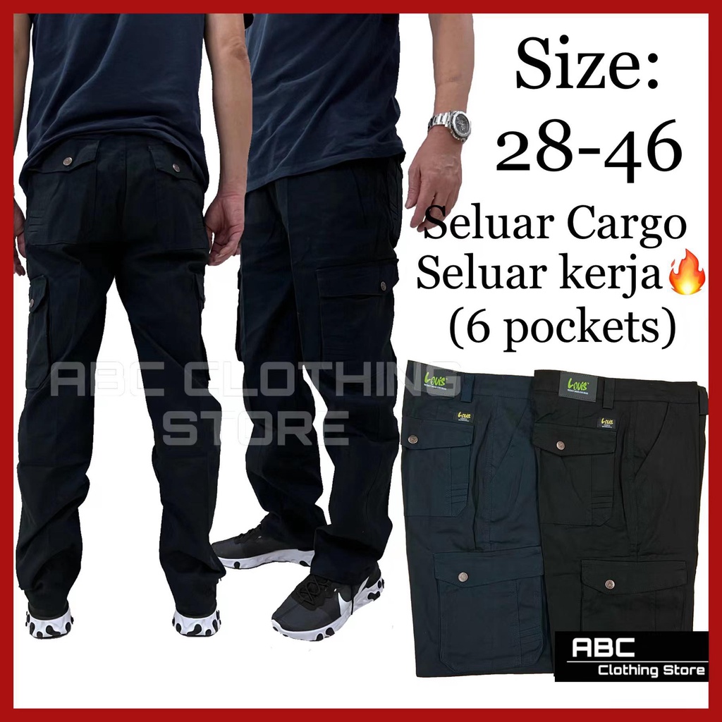 (28~46size) Seluar Pocket/ Cargo Pants/ Seluar Kerja/ Warna Hitam dan ...