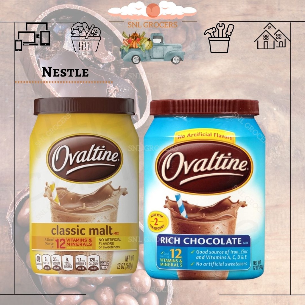 [USA] OVALTINE (CLASSIC MALT / RICH CHOCOLATE MIX) 12oz 340g | Shopee ...