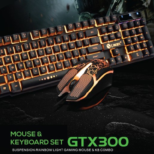 GTX300 Gaming Keyboard & Mouse Set Combo Limeide GTX-300 RGB Colourful ...