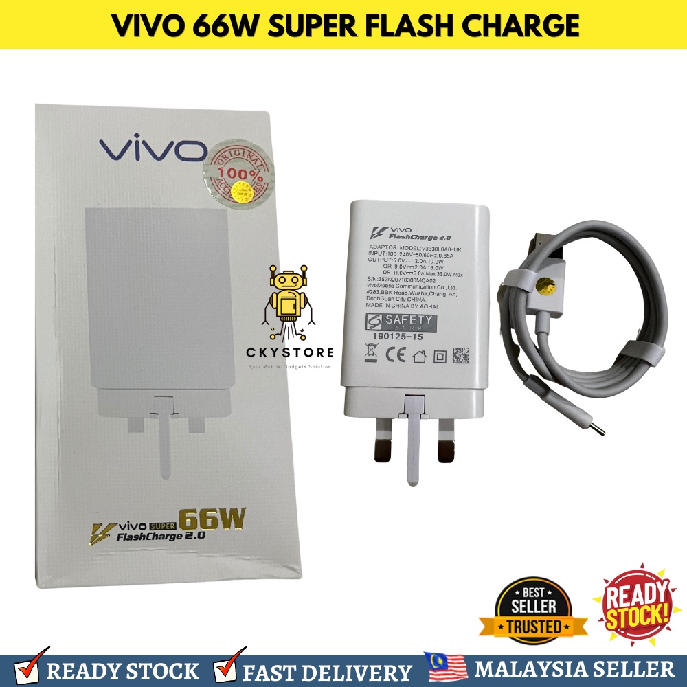 VIVO Super Flash Charge 2.0 66W Wall Adapter Charger with Type C USB ...