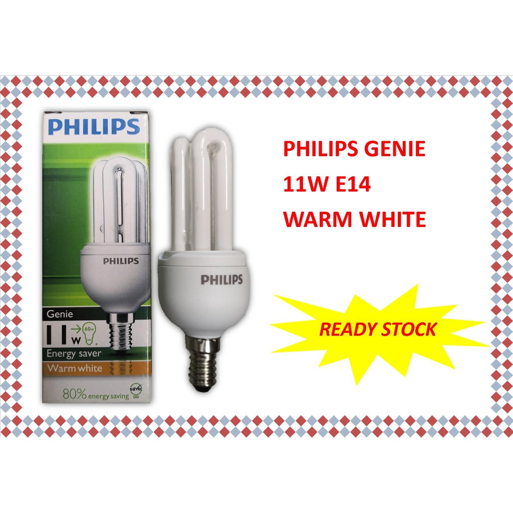 PHILIPS GENIE E14 11W ENERGY SAVING BULB WARM WHITE | Shopee Malaysia