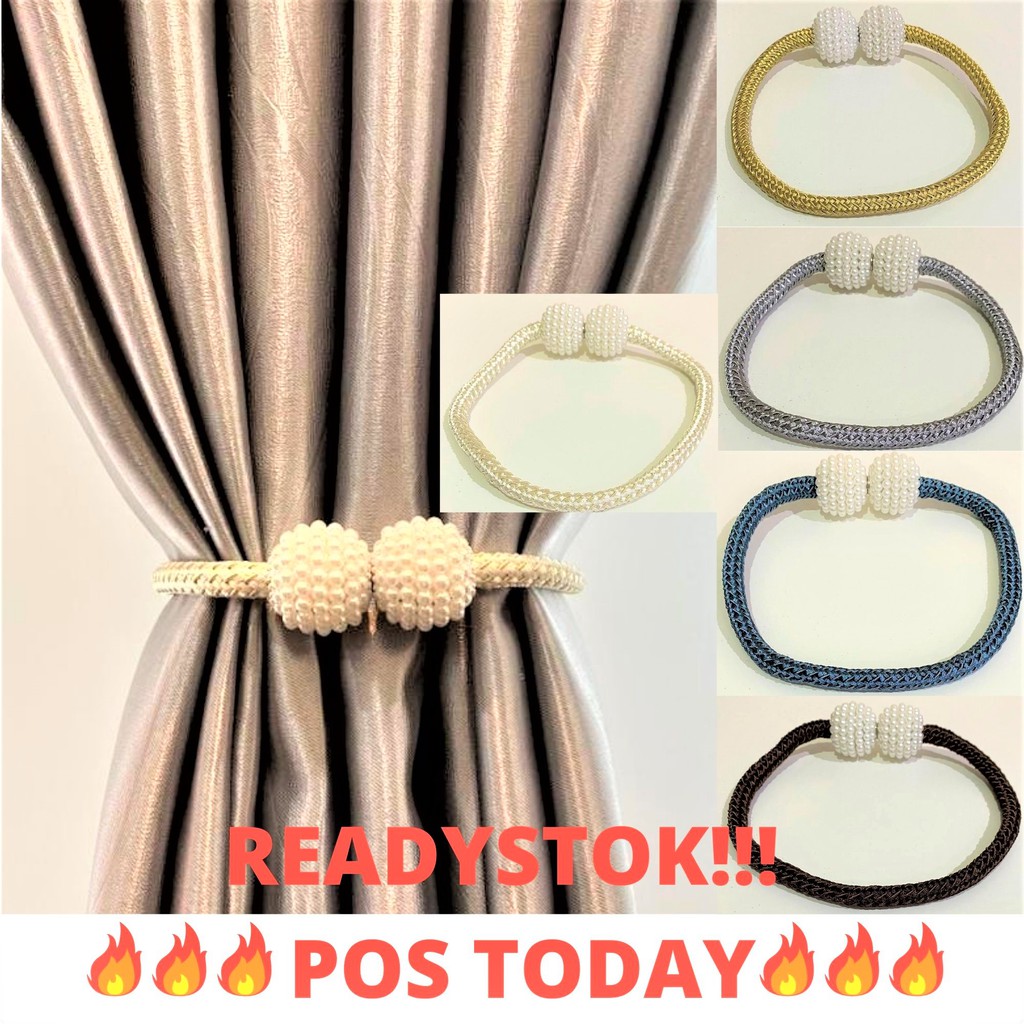 Curtain tie back, Tali Langsir, Pengikat Langsir, Magnetic Tie Pearl ...