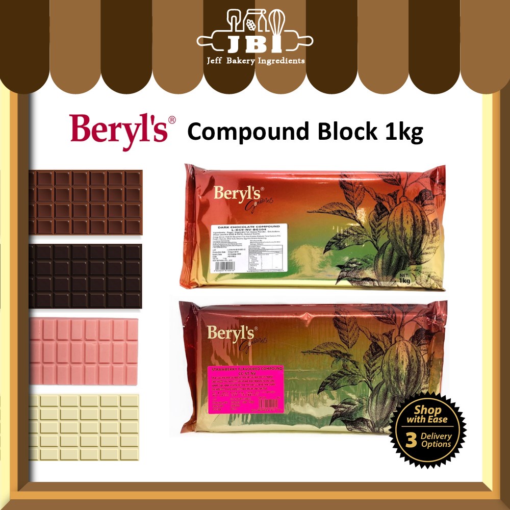Beryl's Compound BLOCK 1kg [Dark / Milk / White / Strawberry] | Shopee ...