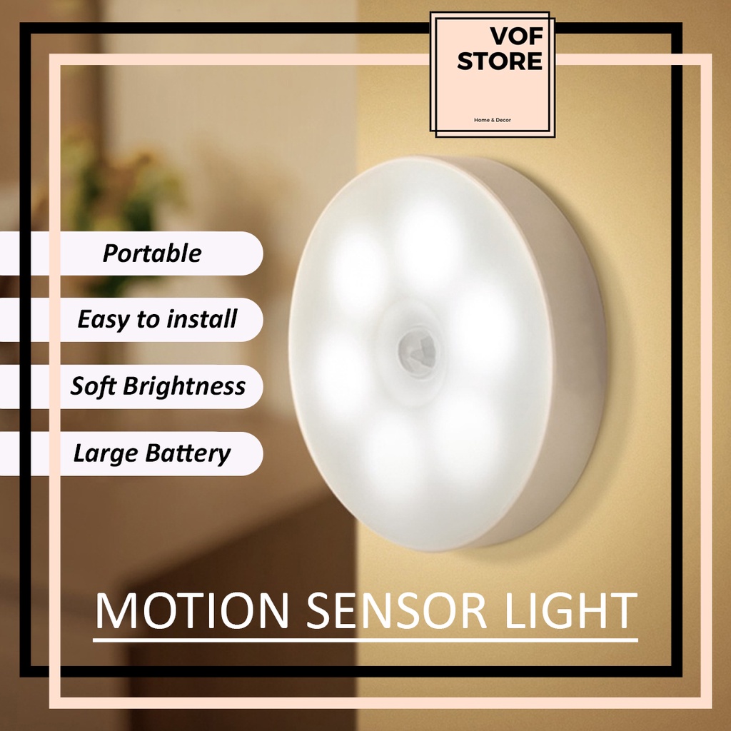 MOTION SENSOR LED LIGHT ROUND RECHARGEABLE SENSOR GERAK SENSOR ...