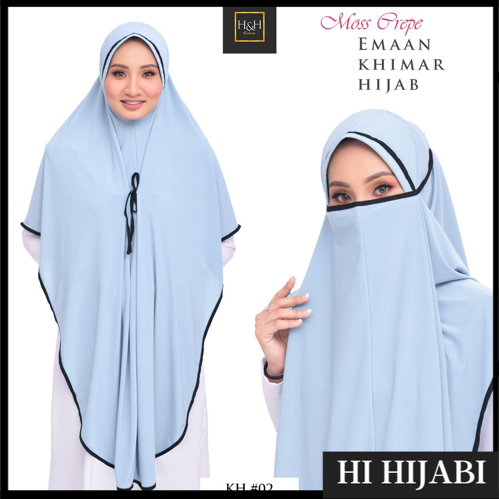 Hijab Veil Khimar Labuh Instant Moss crepe Premium Quality Mudah Bentuk ...