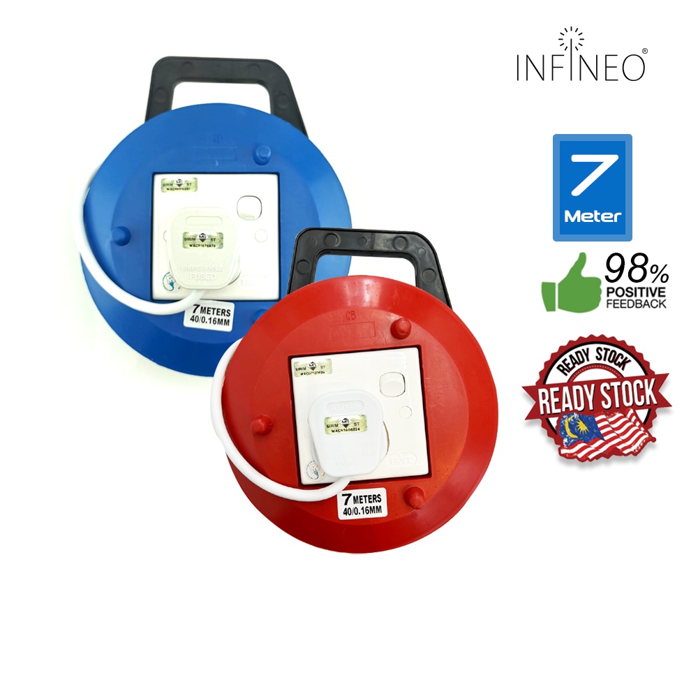 Portable Extension Trailing Cord Socket Wire Plug Cable Reel Box With Sirim 7 Meter Shopee