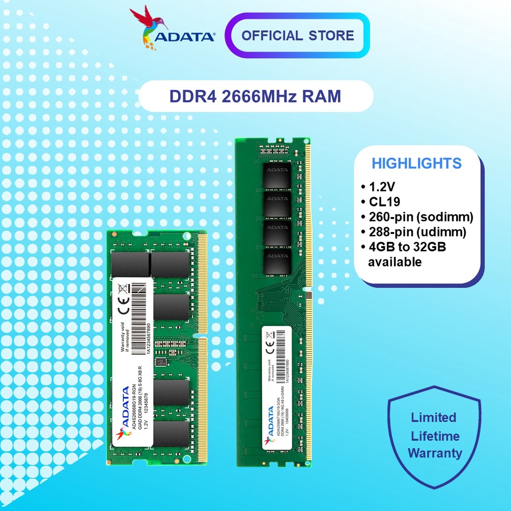 ADATA RAM DDR4/SO-DDR4 2666 U-DIMM/SO-DIMM - 32GB | Shopee Malaysia