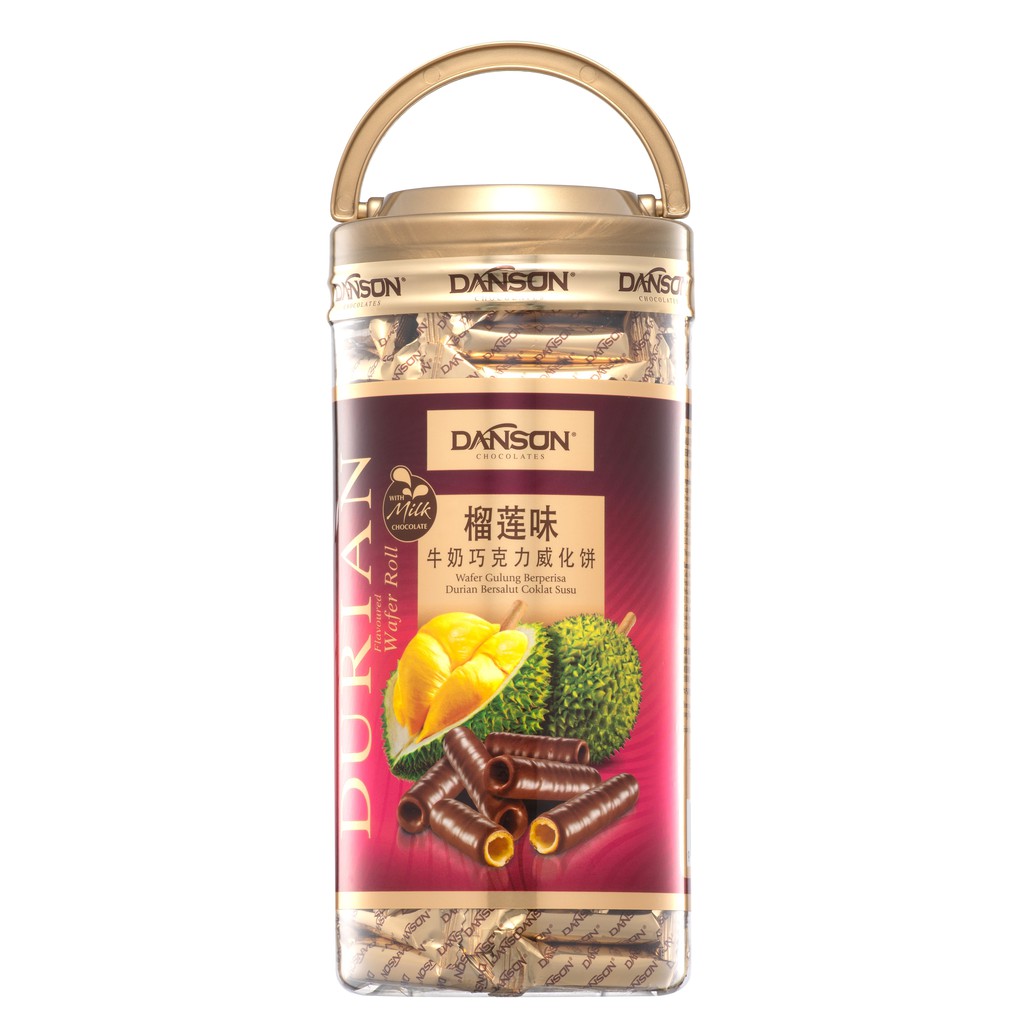 Danson Durian Flavoured Wafer Roll Milk Chocolate 450g Canister ...
