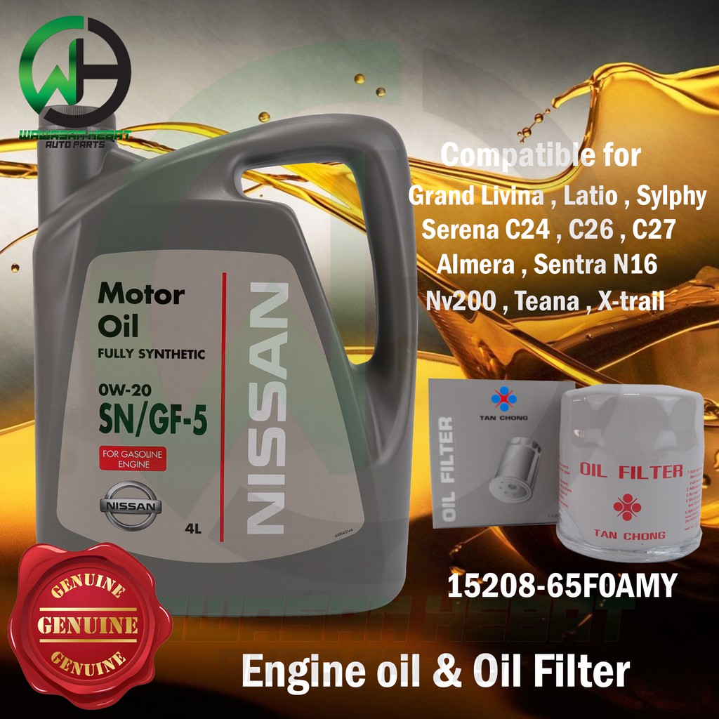 Nissan Service Package Fully Synthetic Engine Oil 0w20 & Oil Filter ...