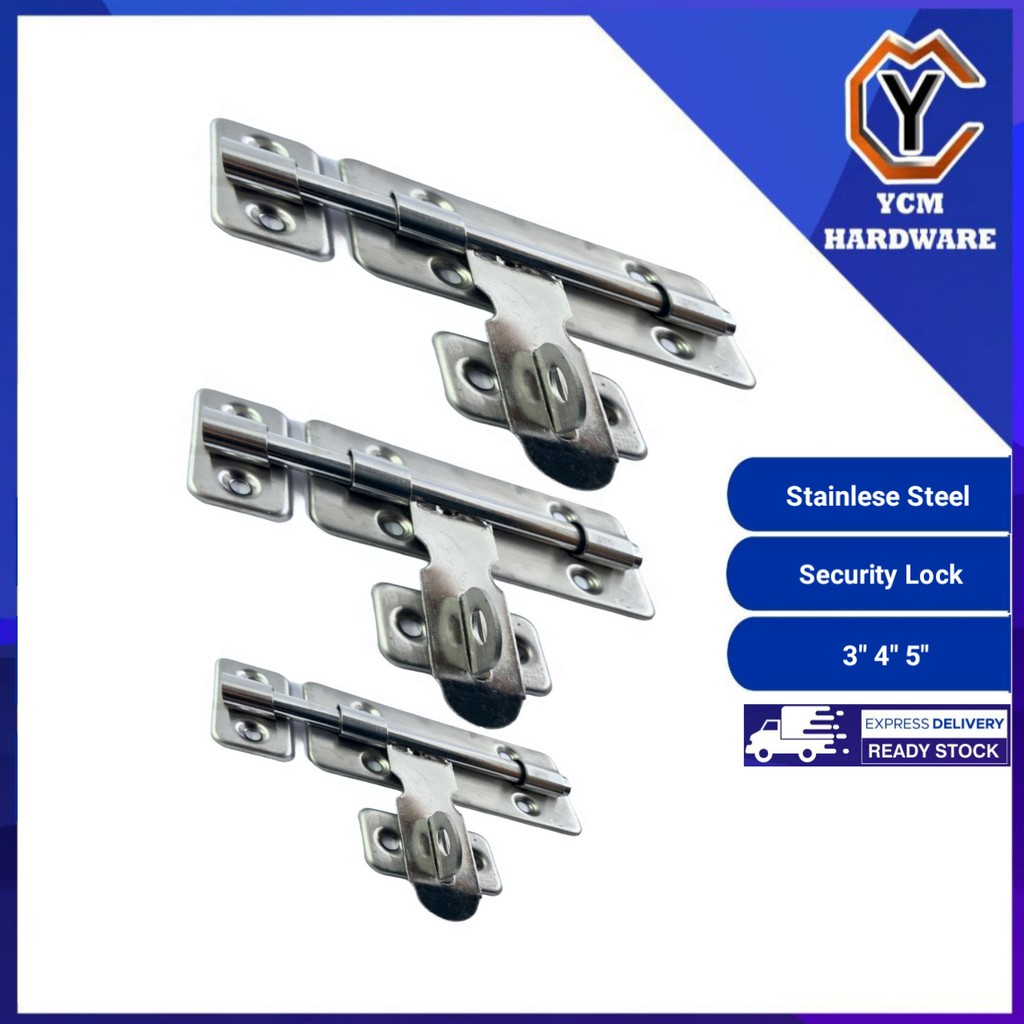 Hardware Security Lock Stainless Steel Door Handle Bolt Latch Slug Home ...