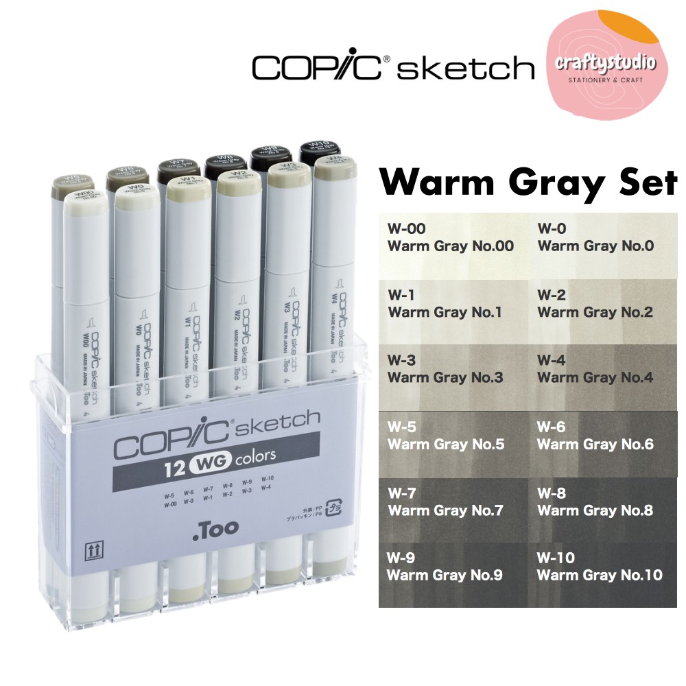12 pcs WG Copic Sketch WARM GRAY Marker Set, Drawing Marker Set | Shopee Malaysia