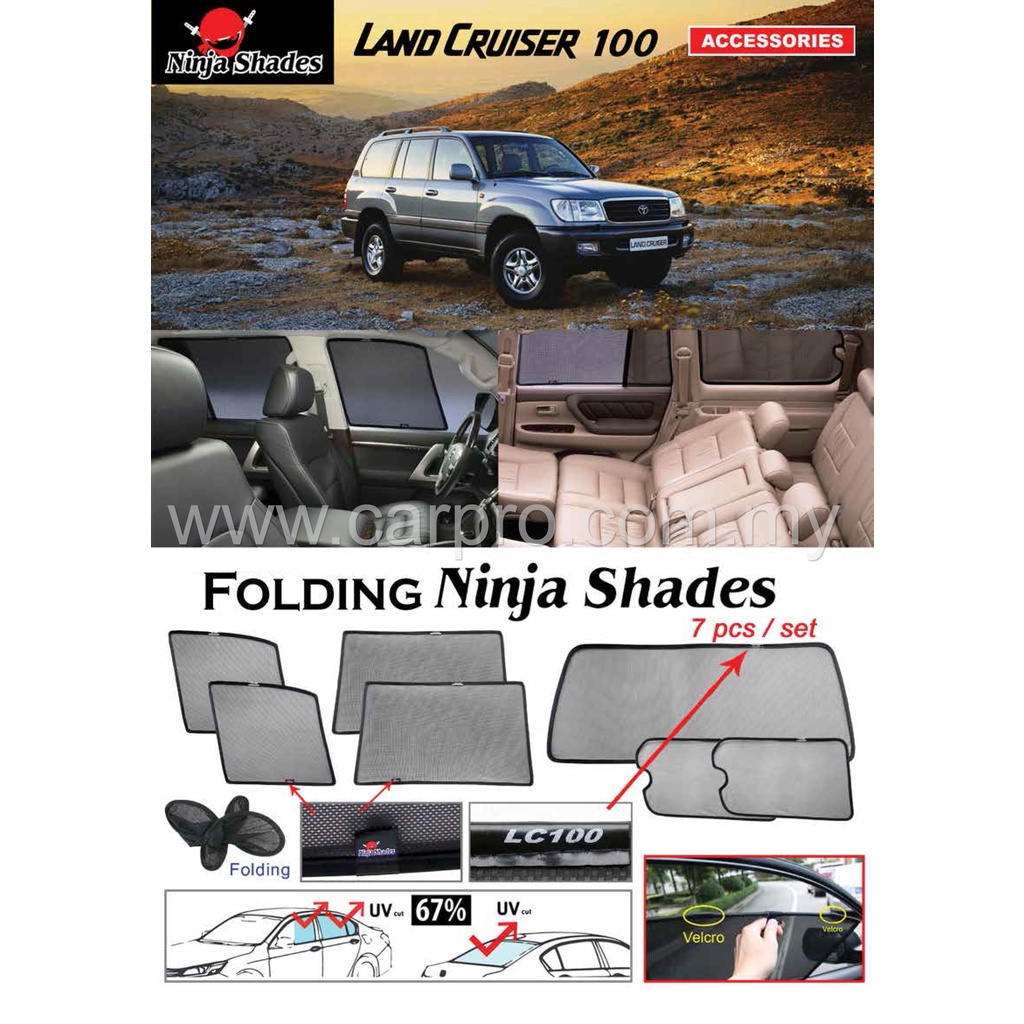 Toyota Land Cruiser 100 Magnetic Ninja Shades Sunshade (7pcs) Ninja Sun ...
