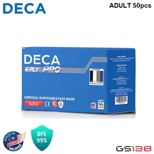 Deca Pro 4ply Surgical Disposable Face Mask Adult 50pcs (Original ...
