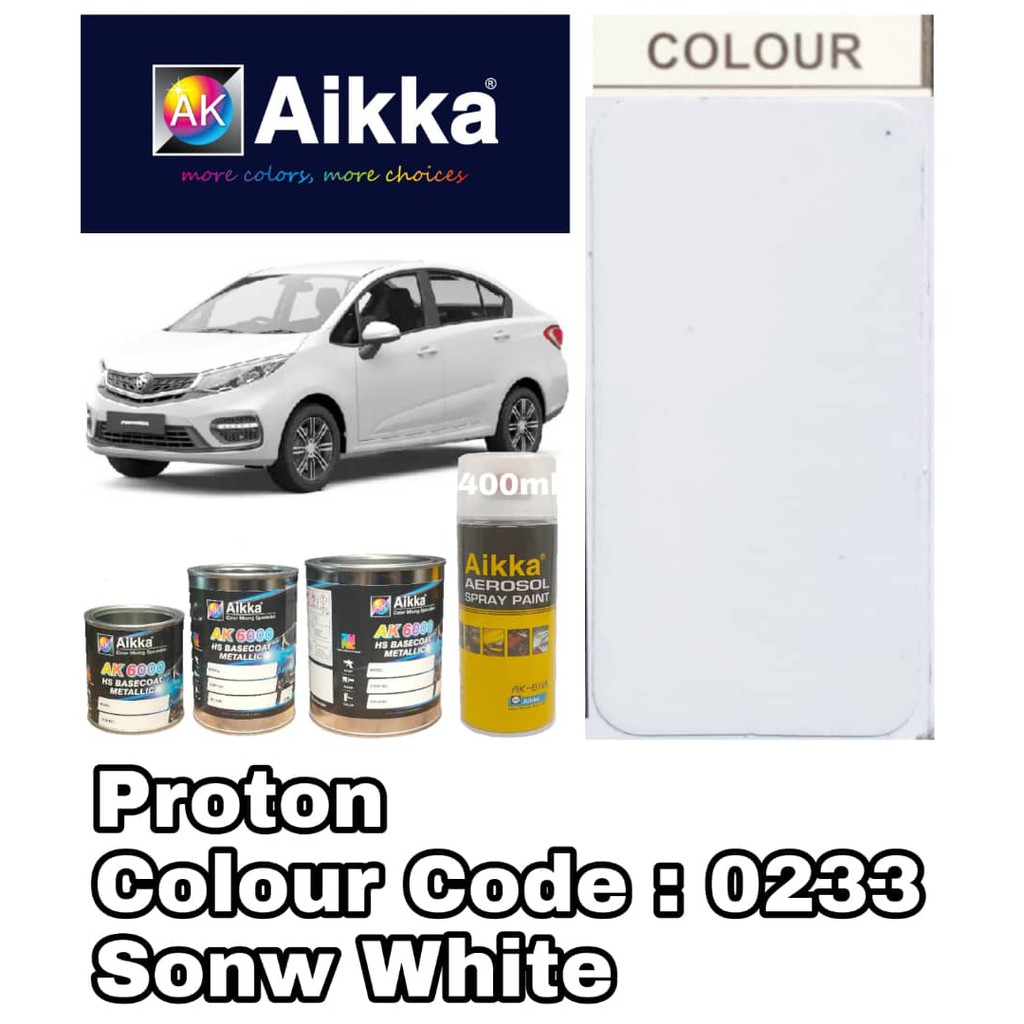PROTON PERSONA 0233 SNOW WHITE 2K Cat AIKKA Car Paint /Touch Up Paint/ DIY Cat Spray Tin/ Car ...