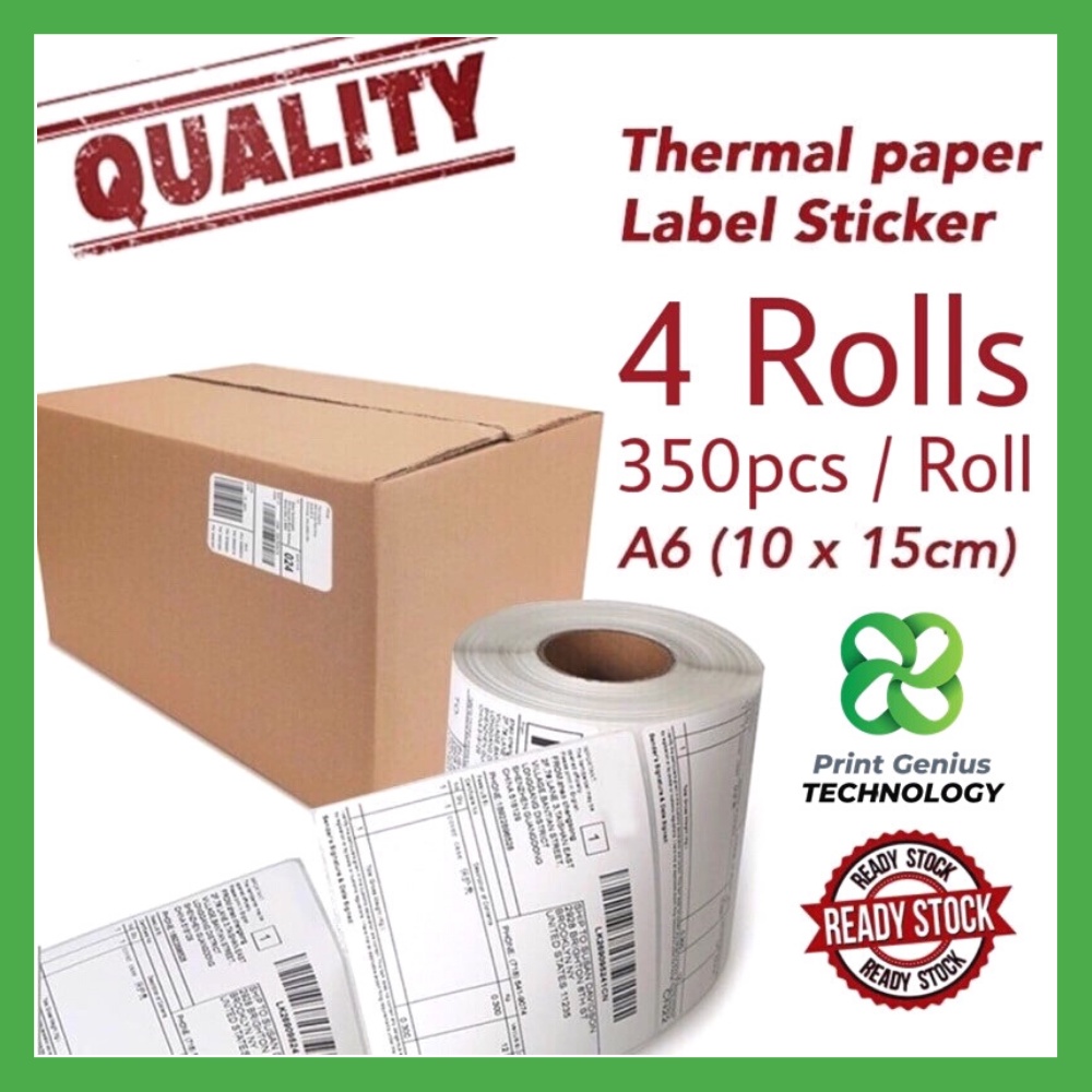 Ready Stock A6 Shopee Waybill Thermal Sticker Paper Shipping Label ...