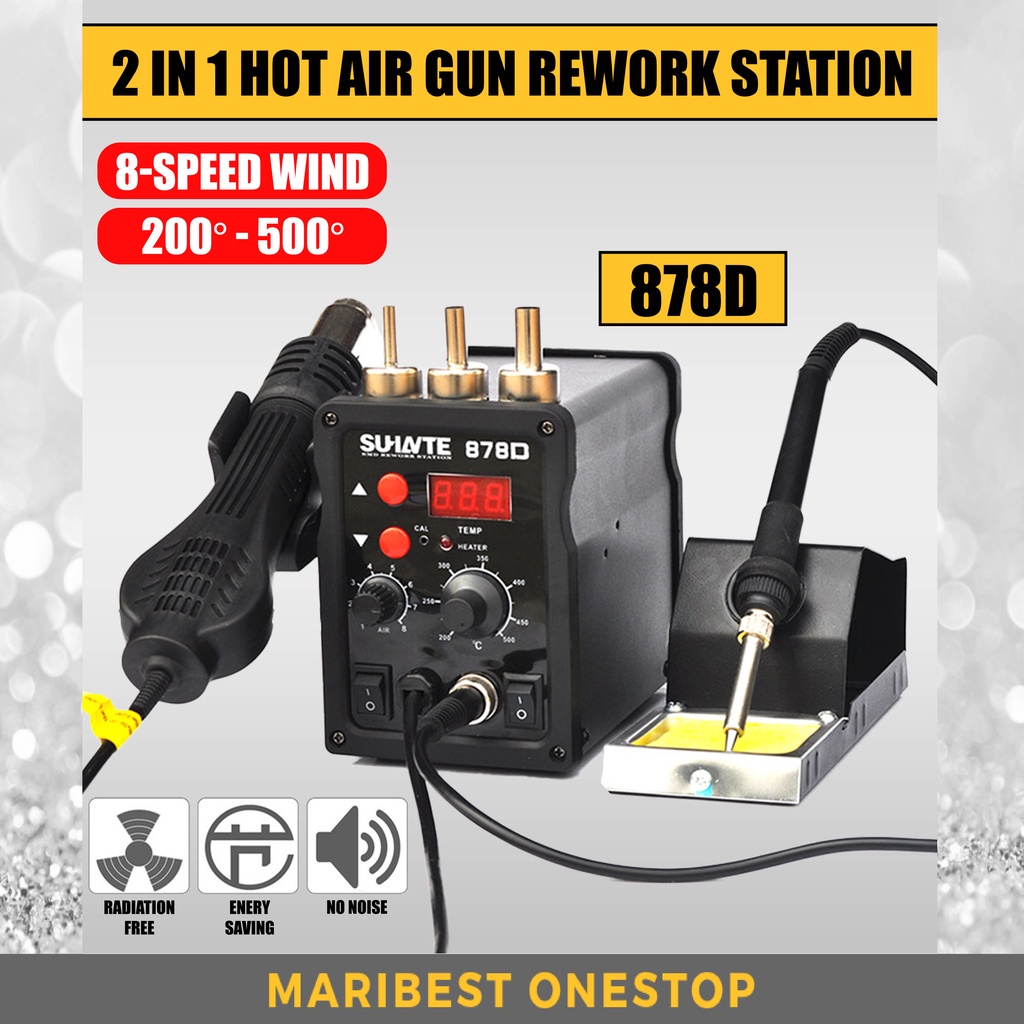 700W 878D LED Digital Display ESD Heat Hot Air Gun Desoldering ...