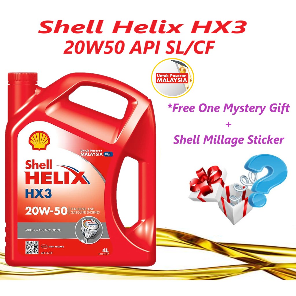 Shell Helix HX3 20W-50 SL/CF Engine Oil 4L 20W50 | Shopee Malaysia