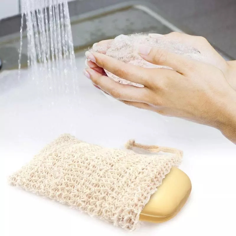 Handmade Natural Linen Cotton Foam Soap Bag Shower Exfoliating Soap