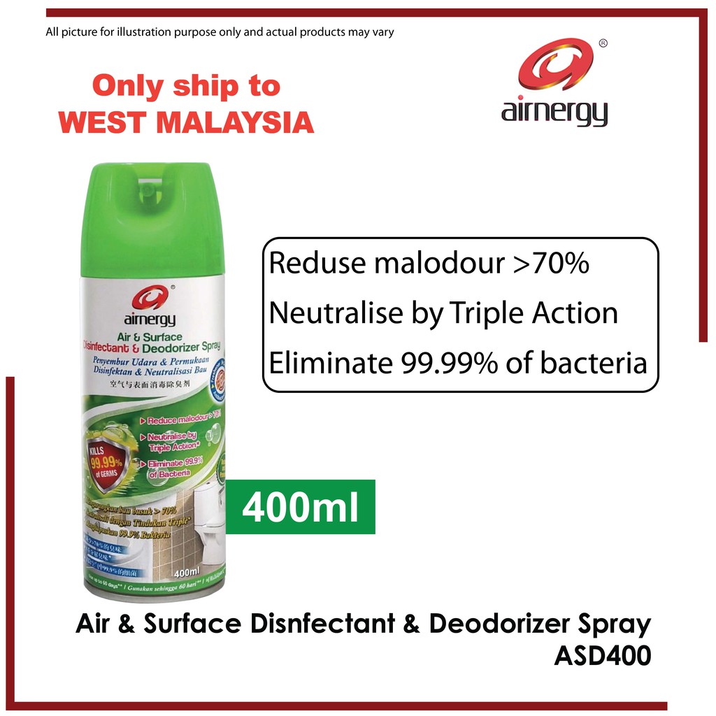 [AIRNERGY] AIR & SURFACE DISINFECTANT & DEODORIZER SPRAY FRESHENER ...