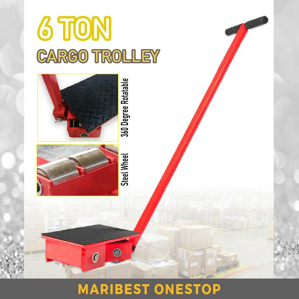 6 TON CARGO TROLLEY WITH HANDLE 360 Degree Rotation Heavy Duty ...