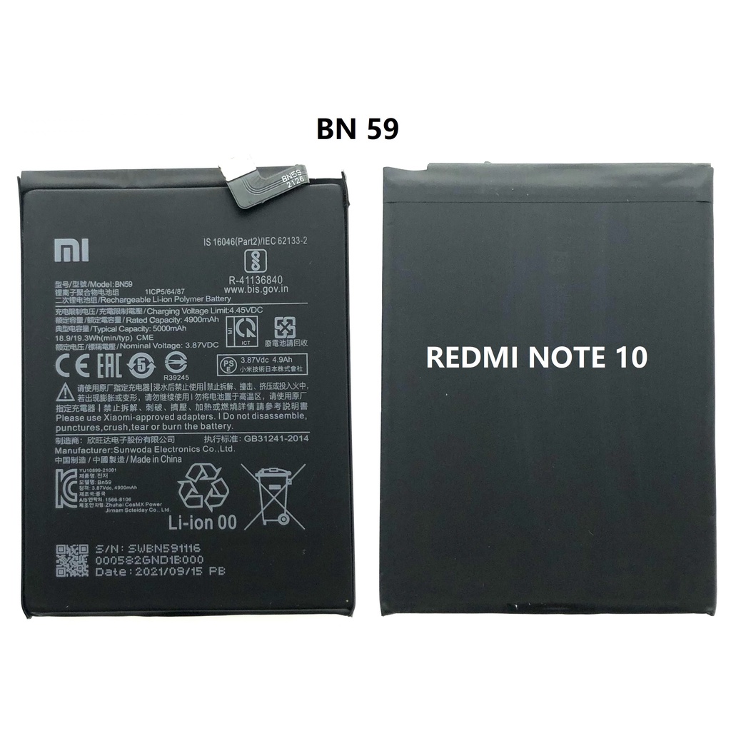 XIAOMI REDMI NOTE 10 BN59 BATTERY 5000MAH GRADE A | Shopee Malaysia