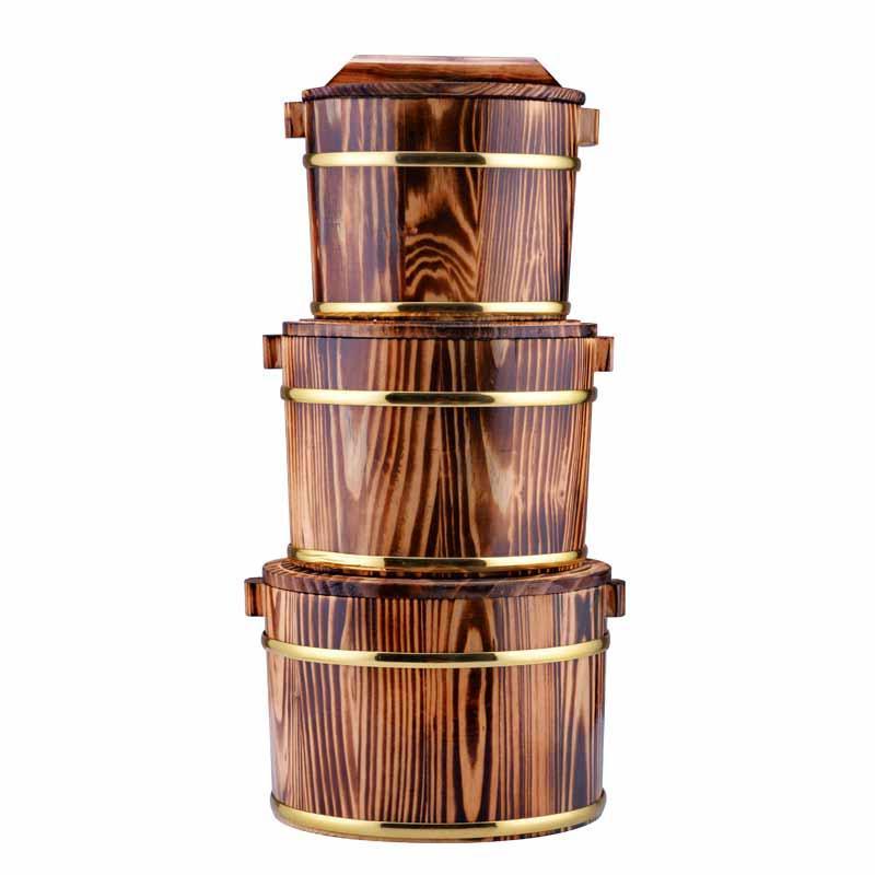 Hotel Wooden Barrel Rice Wooden Bucket Over Rice Rice Wooden Rice ...