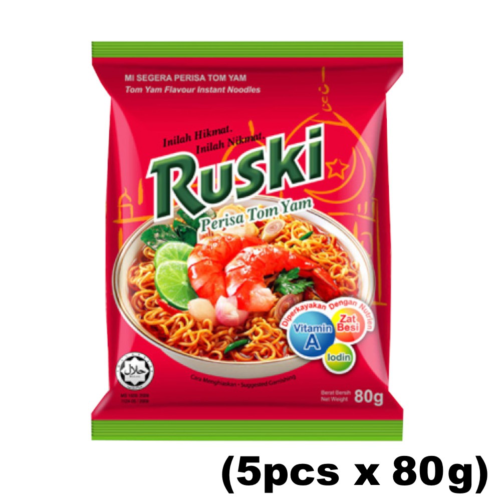 RUSKI Instant Noodles Tom Yam (80gx5) Halal – Malaysia | Shopee Malaysia