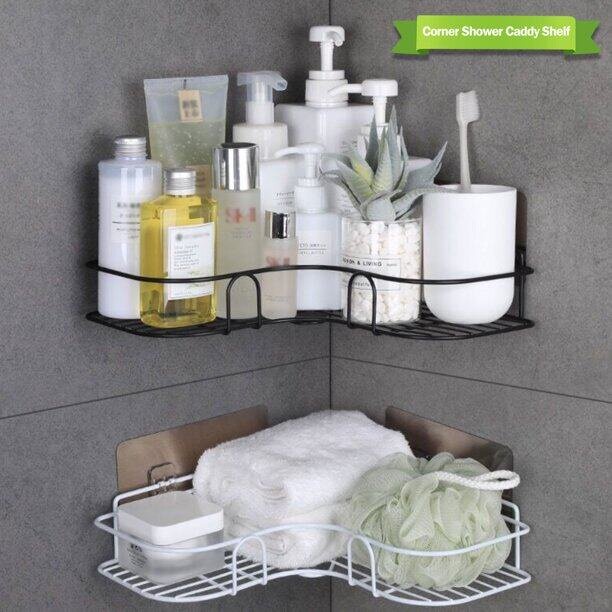 Punch Free Bathroom Storage Rack triangle rack Corner Storage Wall ...