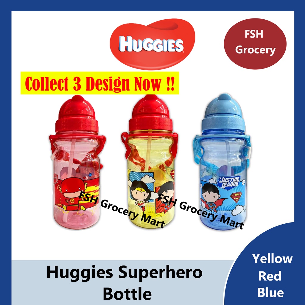 Huggies Superhero Bottle With Straw 300ML (Kids Water Bottle / Bottle ...