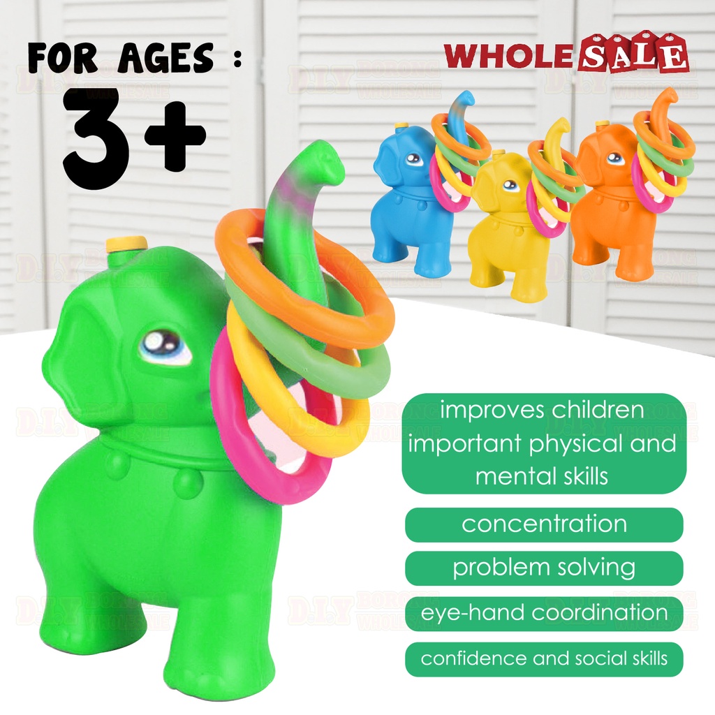 Baby Sensory Toy Throwing Ring Toss Play Game Hoop Rings Elephant Trunk ...